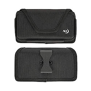 Nite Ize Hardshell Nylon Phone Pouch for Samsung Galaxy S23 S22 Ultra S21 S20 Plus 5G , Rugged , Heavy Duty Holster, Fixed Belt Clip Holder, Fits (Defender Commuter) Cases On Cell Phone (Horizontal)
