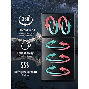 KRIB BLING 3.5 Cu.Ft Compact Refrigerator Mini Fridge with Freezer,7 Level Adjustable Thermostat Removable Shelves Small Refrigerator for Office Dorm Apartment Black