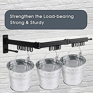 SUTINE Wall Mounted Clothes Drying Rack Folding Indoor, Collapsible Laundry Drying Rack Space-Saver, Heavy Duty Drying Rack Clothing with Hanger Storage Bar for Balcony, Bathroom, Bedroom