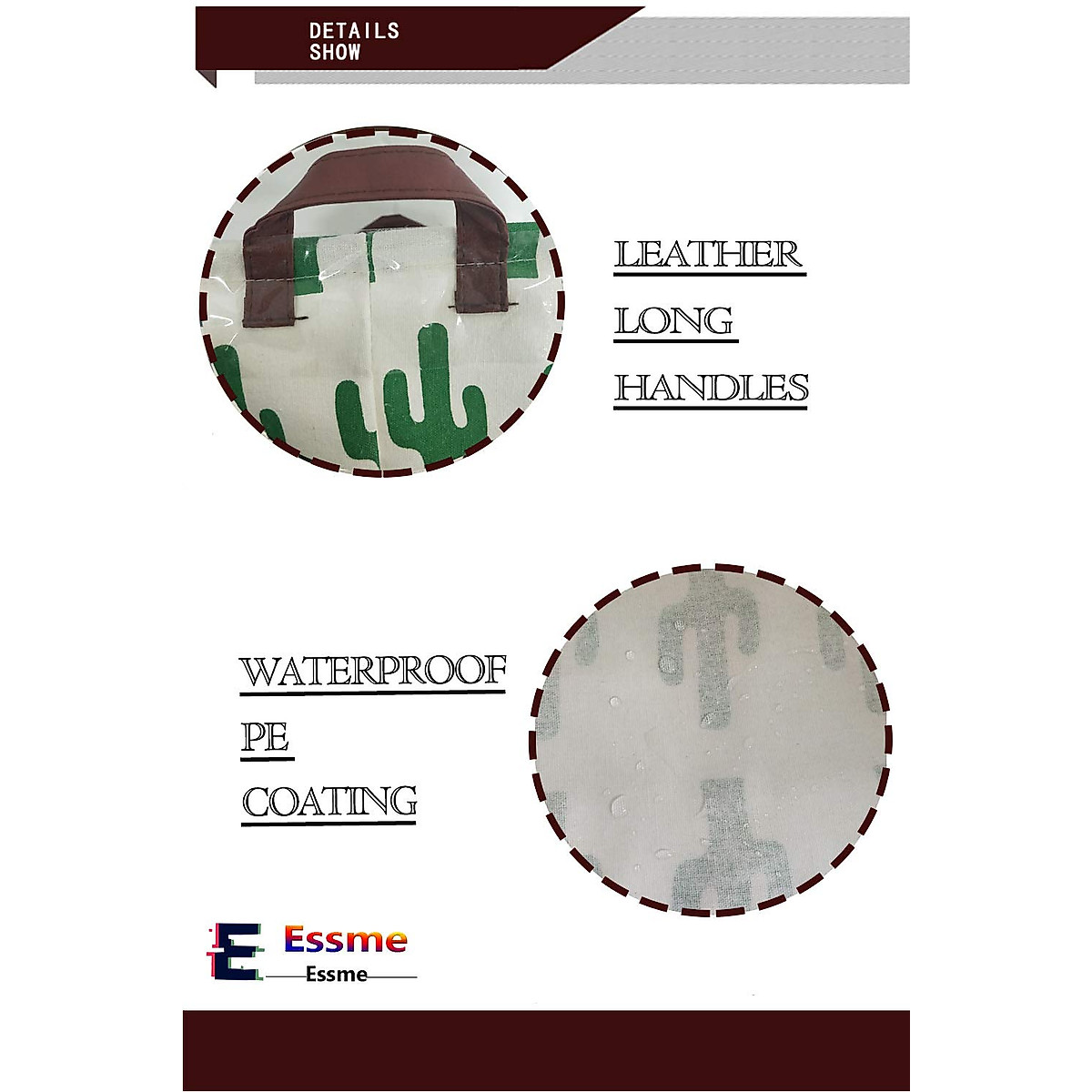 ESSME 3PACK Square Storage Bin,Cotton Fabric Laundry Baskets,Collapsible Waterproof Toy Storage Bin with Handles for Family Storage,Shelf Baskets,Bedroom(3pack Cactus)