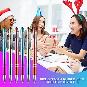 cobee® Retractable Ballpoint Pen with Stylus Tip, 6 Pieces 1.0mm Metal Ball Point Pens Medium Point Smooth Writing Pen Black Ink Pen Stylus Pen for Touch Screens School Office Gift Supplies