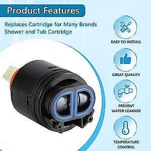 N40HKC Shower Cartridge Replacement,40mm Shower Faucet Cartridge,for Tub/Shower Faucet, the height of the product is 3.07 inches (78mm) and the width is 1.58 inches (40mm), Black (1Pack)