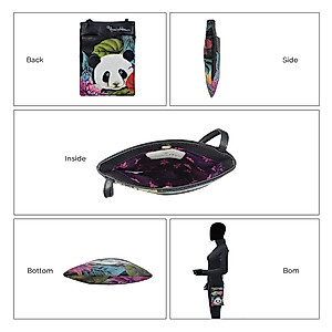 Anuschka Women’s Hand Painted Genuine Leather Mini Double Zip Travel Crossbody - Rainbow Birds