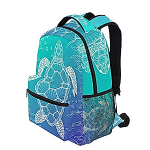 Sea Watercolor Turtle Backpack Travel College Book Bag Shoulder Bag Camping Hiking Laptop Daypack2