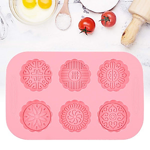 Mooncake Mold, 6 Slots Mooncake Mold, Food Grade Silicone for Cookies Make Good Looking Moon Cakes