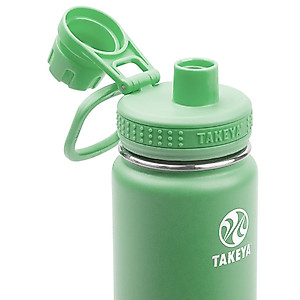 Takeya Actives Insulated Stainless Steel Water Bottle with Spout Lid, 24 Ounce, Bluestone & Actives Insulated Stainless Steel Water Bottle with Spout Lid, 24 Ounce, Mint