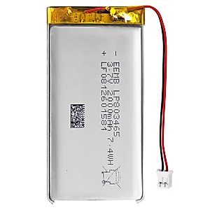 EEMB Lithium Polymer Battery 3.7V 2000mAh 803465 Lipo Rechargeable Battery Pack with Wire JST Connector for Speaker and Wireless Device- Confirm Device & Connector Polarity Before Purchase