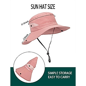 Womens Summer Sun Hat Beach Hat Wide Brim Outdoor UV Protection Hat Packable Mesh Bucket Hat with Ponytail Hole