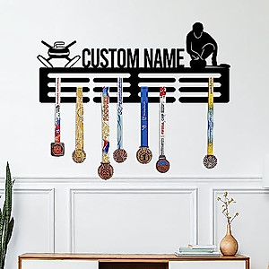 Custom Metal Yard Sign Light, Custom Curling Medal Hanger with Led Light, Medal Holder Display Rack for Awards and Ribbons, Tiered Award Rack, Curling Medal Rack Gift