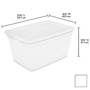 58 Qt Storage Box Clear Base White Lid Set of 8, QH 311