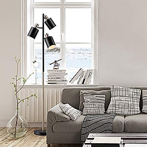 Globe Electric 67354 67" 3-Light Track Tree Lamp, Matte Black, Matte Brass Accents, Floor Lamp for Living Room, Adjustable Lamp, Home Office Accessories, Home Improvement, Reading Lamp