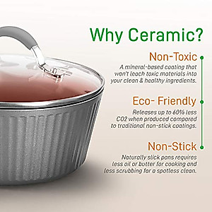 NutriChef Nonstick Cookware Excilon |Home Kitchen Ware Pots & Pan Set with Saucepan, Frying Pans, Cooking Pots, Lids, Utensil PTFE/PFOA/PFOS Free, 11 Pcs, Gray