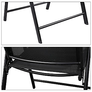 Magshion Lightweight Folding Chairs Set of 2, Portable Patio Dining Chairs with Armrest Foldable Durable Chairs for Outdoor Garden Backyard Poolside No Assembly, Black