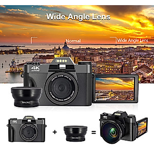 ISHARE 4K Digital Camera for Photography, 48MP FHD Video Camera with WiFi, 3 Inch Flip Screen, 16X Digital Zoom, Vlogging Camera for YouTube (32G Micro Card)