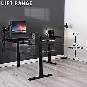 VIVO Electric Height Adjustable 77 x 71 inch Corner Stand Up Desk, 2 Black 30 inch Deep Table Tops, Black Frame, Memory Controller, L-Shaped Standing Workstation, DESK-KIT-3E7B