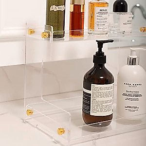 Yooloks Bathroom Organizer Countertop Acrylic 2 Tier - Counter Storage Organizer Makeup Organizer Vanity Shelf - Clear