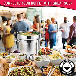CHEFQ 7 Qt Deluxe Marmite Soup Chafer With Chrome Accent With 1 Apron