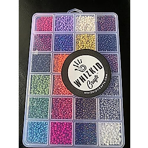 Bead Bracelet Kit - DIY Jewelry Making with Multi-Colored Glass Beads (24 Colors, 200 Pieces Each) and String in Classic Container