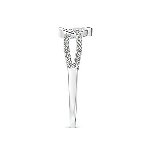 Angara Sterling Silver Natural Diamond Criss Cross Heart Promise Ring For Women (0.15 cttw, Color - K, Clarity - I3) Size 6