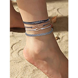 Long tiantian Wave Bracelets for Teen Girls Cute Boho Braided String Beach Ocean Bracelet for Women Summer Jewelry Gift (O)