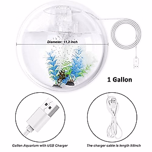 Outgeek Wall Mounted Aquarium Tank: 1-Gallon Betta Fish Bowl Hanging Aquariums Clear Acrylic Bubble Tanks - Portable Plastic Fishtank Waterfall for Home Garden Office