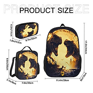 Royal Kylin 3-Piece Set Classic Backpack Insulation Lunch Bag Pencil Bag Backpack (yellow, One Size)