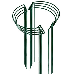 HiGift 8 Pack Plant Support Stakes, 10" Wide x 24" High Half Round Metal Garden Plant Stake Peony Plant Support Cage, Green Plant Support Ring Border for Tomato,Hydrangea,Flower Indoor Outdoor