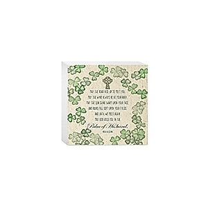Elanze Designs Irish Blessing Green Shamrock Textured Tan 5 x 5 Wood Tabletop Sign Plaque