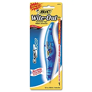 BIC White-Out Exact Liner Correction Tape Pen, Non-Refillable, 1/5 Inch x 236 Inches (WOELP11)