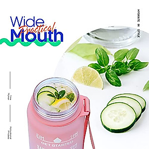 Giotto 32oz Large Leakproof BPA Free Drinking Water Bottle with Time Marker & Straw to Ensure You Drink Enough Water Throughout The Day for Fitness and Outdoor Enthusiasts-Ombre Pink Blue