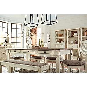 Signature Design by Ashley Bolanburg Farmhouse Dining Table with Drawers, Seats up to 6, Whitewash
