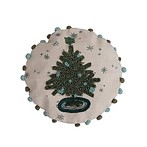 Creative Co-Op 18" Round Cotton Christmas Tree Pillow