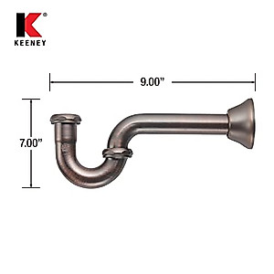 Plumb Pak K100VB x 1-1/4-in. Brass P-Trap with Deep Flange for Bathroom Sinks, Venetian Bronze