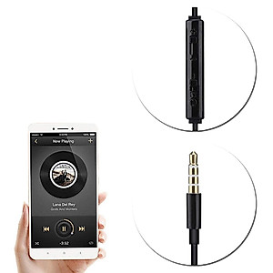 Yoidesu Universal 3.5mm Acoustic Hollow Earbuds Headphones with Microphone,Anti-Radiation in-Ear Single Earbud,Wired Cell Phone Earpiece (Black)