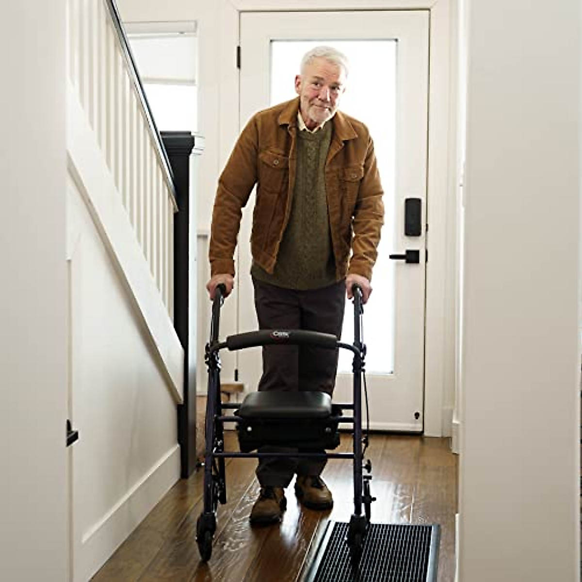 Carex Steel Rollator Walker with Seat and Wheels - Rolling Walker for Seniors - Walker Supports 350lbs, Foldable, For Those 5'0" to 5'8", Walker With Wheels
