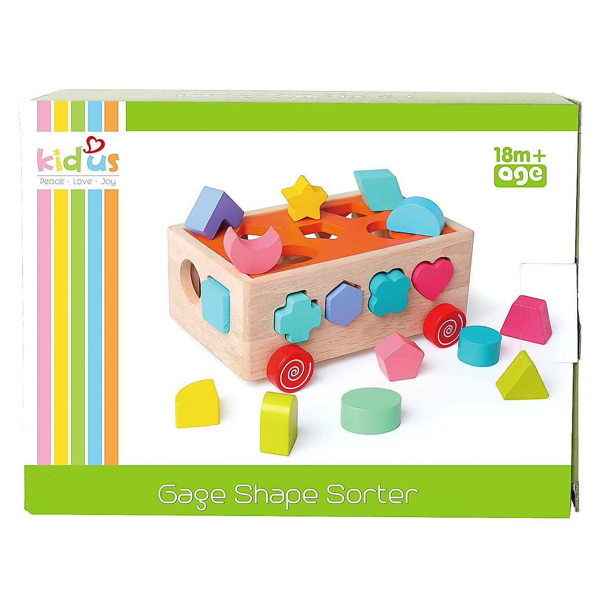 kidus Wooden Shape Sorter Toys for Toddlers 1-3 Years Old, Montessori Early Learning Toy Set for Toddlers, Fine Motor Skills, Eyes Hands Cooperation Great Gift for Preschool Baby Girls & Boys