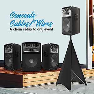 Pyle Universal Lighting Tripod Stand Scrim - Double-Sided DJ Speaker; Light Stand Skirt Cover with Hook and Loop; Bag Made from Stretchable Lycra Spandex; Fit Stands Up to 75” x 43”PSCRIM2B (Black)