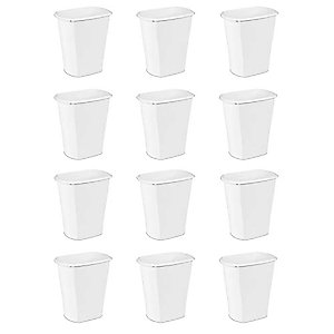 Sterilite 5.5 Gallon White Ultra Plastic Wastebasket Trash Can (12 Pack)