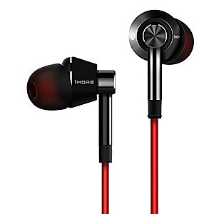 1MORE Dynamic Driver In-Ear Earphones Fashion Headphones with Ergonomic Comfort, Balanced Sound, Tangle-Free Cable, Volume Control, Microphone - 1M301 Black/Red (Renewed)