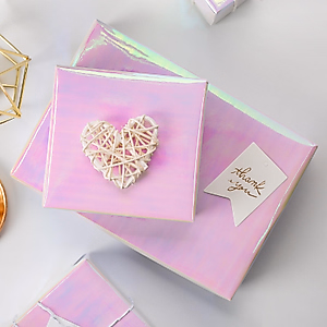 Metallic Iridescent Wrapping Paper - 17Inch x 33Feet - Girly Pink Iridescence Holographic Pattern Girls Fairy Gift Wrap Present Paper for Birthday Wedding Bridal Shower Valentine's Day Mother's Day