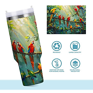 ODAWA Forest Birds Travel Coffee Tumbler Reusable Tumbler with Lid Insulated Coffee Cups