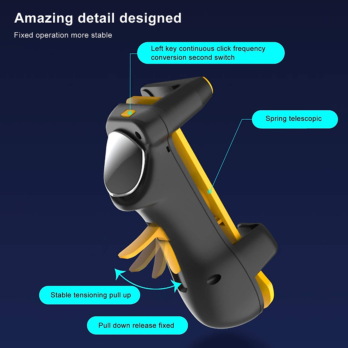 Bindpo Tablet PC Gamepad, Continuous Shooting Gamepad Comprehensive Protection Four Fingers Game Joystick Shooter Gamepad,for Android SystemiOS System(Yellow)