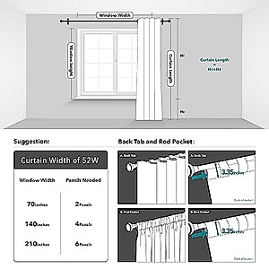 Deconovo White Curtains 84 Inches Long - Full Blackout Curtains for Bedroom, Soundproof White Curtains, Blackout Tab Top Window Curtains (52W x 84L Inch, Pure White, 2 Panels)