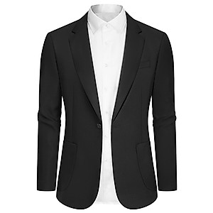 Lion Nardo Linen Blazer for Men Slim Fit Suit Jackets for Men Lightweight Blazer Jacket Men's Prom Suits Sports Coats Black