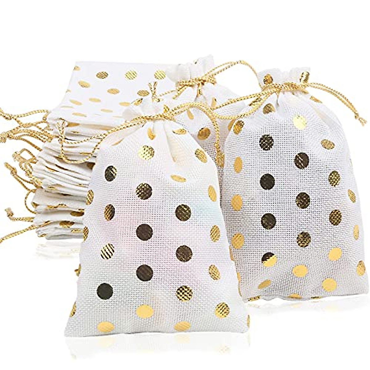 DERAYEE Drawstring Burlap Gift Bags, 5 x 7 Inch Linen doodie Bags for Wedding Party Favors (24-Pack)