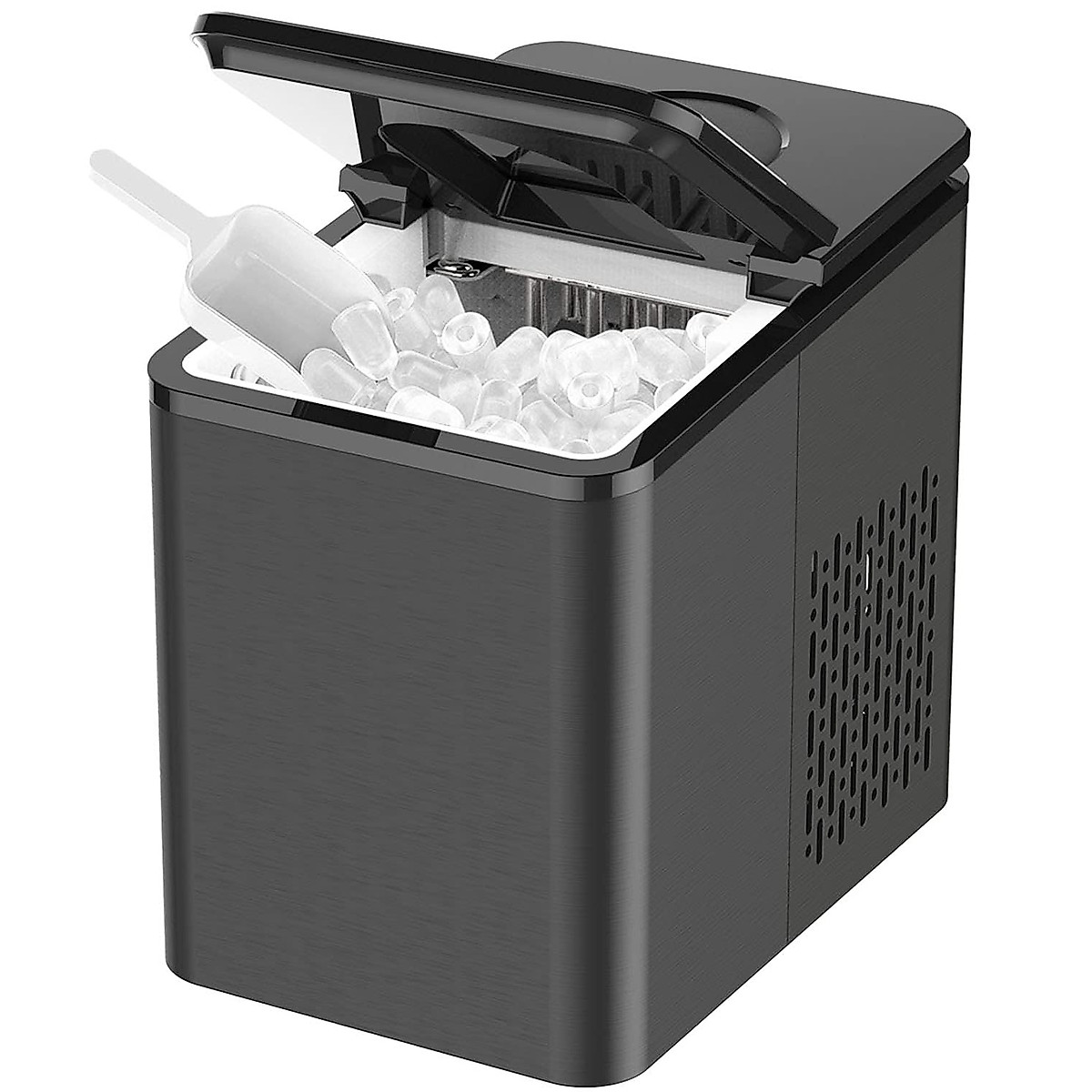 SOOPYK Ice Makers Countertop, Portable Ice Makes 27 lbs in 24 hrs - 9 Ice Cubes Ready in 5-7 Mins, Ice Maker Machine with Self- Cleaning Function with Ice Scoop and Basket