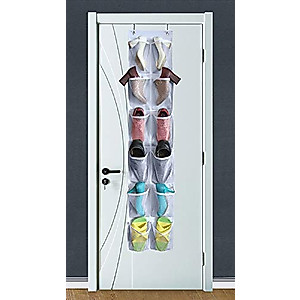 MISSLO Heavy Duty Over The Door Storage with 12 Mesh Pockets (White)