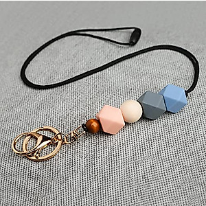 3PCS Teacher Breakaway Lanyards for Id Badges and Keys, Beaded Cute Badge Lanyards for Women Soft Nurse Necklace Boho Lanyards Fashion Silicone Bead Lanyard