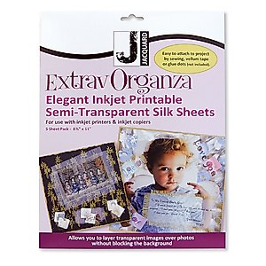Jacquard Ink Jet Fabric 8.5'' x 11'' Silk Organza Sheets (5 Pack)