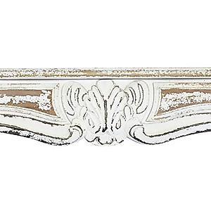 Deco 79 Wood Scroll Distressed 1 Shelf Wall Shelf, 36" x 6" x 9", White